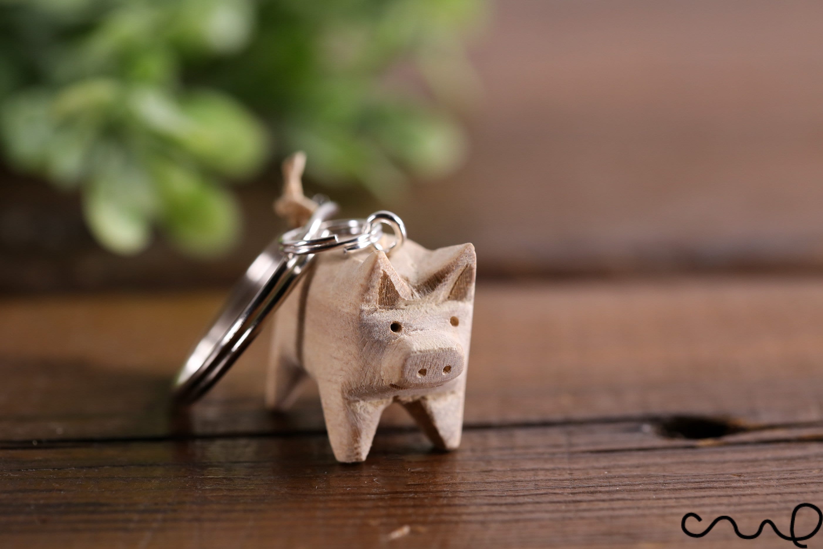 Handmade Wooden Pig Keyring, Carved Animal Key Fob, Personalized Gift ...