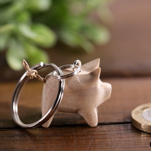 Handmade Wooden Little Pig Keyring Key Fob Unique Gift Wedding Animal ...