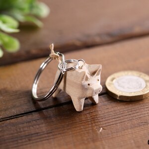 Handmade Wooden Little Pig Keyring Key Fob Unique Gift Wedding Animal ...