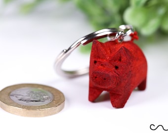 Handmade Wooden Little Pig Keyring Key Fob Unique Gift Wedding | Etsy