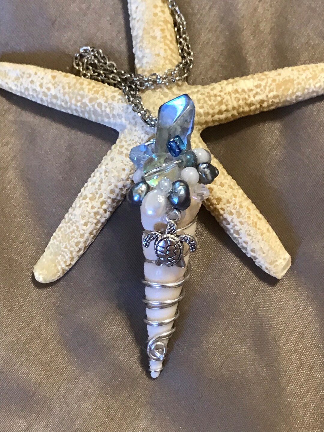 Seashell Necklace Seashell Pendant Turtle Necklace Turret Shell ...
