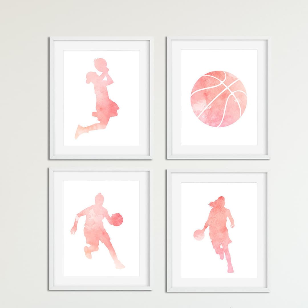 Basketball Wall Art Girl, Girls Room Decor, Printable, Set of 4 Pieces ...