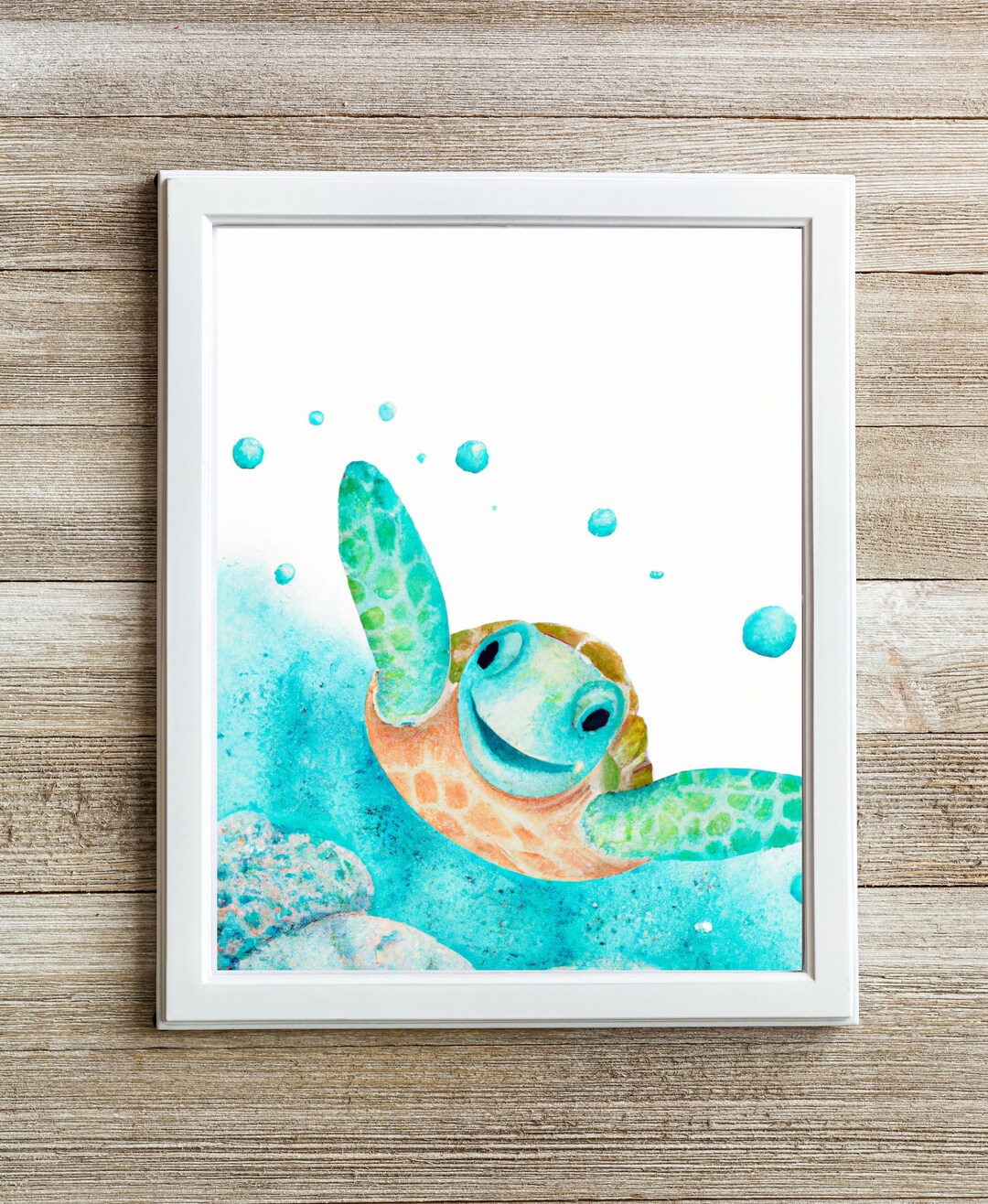 Sea Turtle Print Wall Art Printable Sea Animals Decor Teal - Etsy