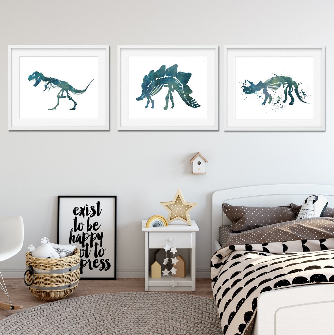 Printable Dinosaur Skeleton Print Set, 3 Dinosaur Printables ...