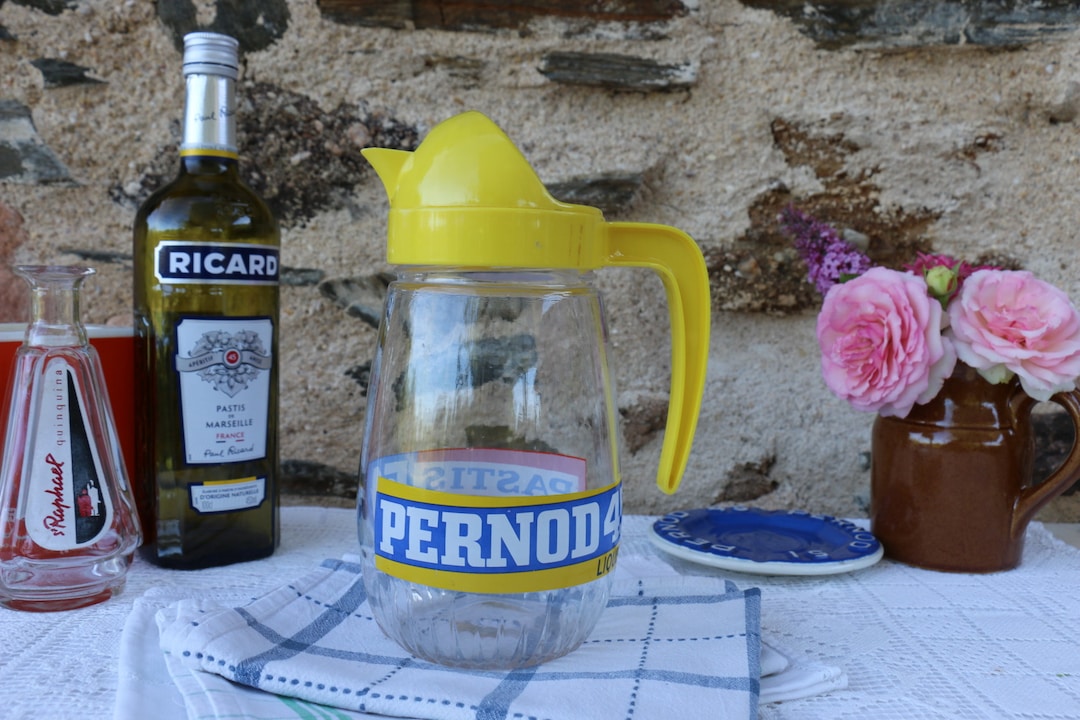 Original French Vintage Iconic PERNOD 45 Glass Jug Yellow Handle ...
