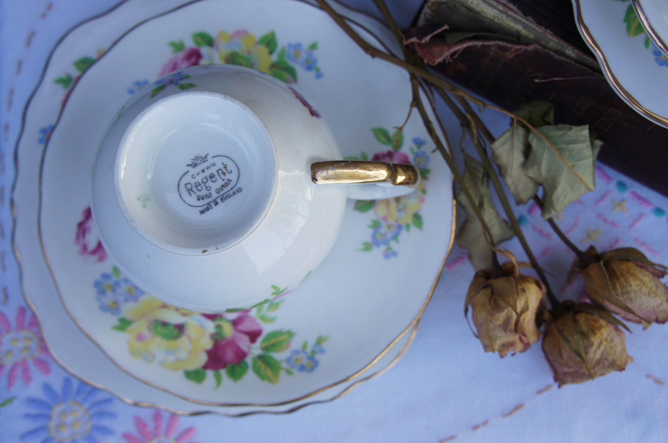 Crown Regent Floral Tea Set Trio of English Bone China Tea - Etsy UK