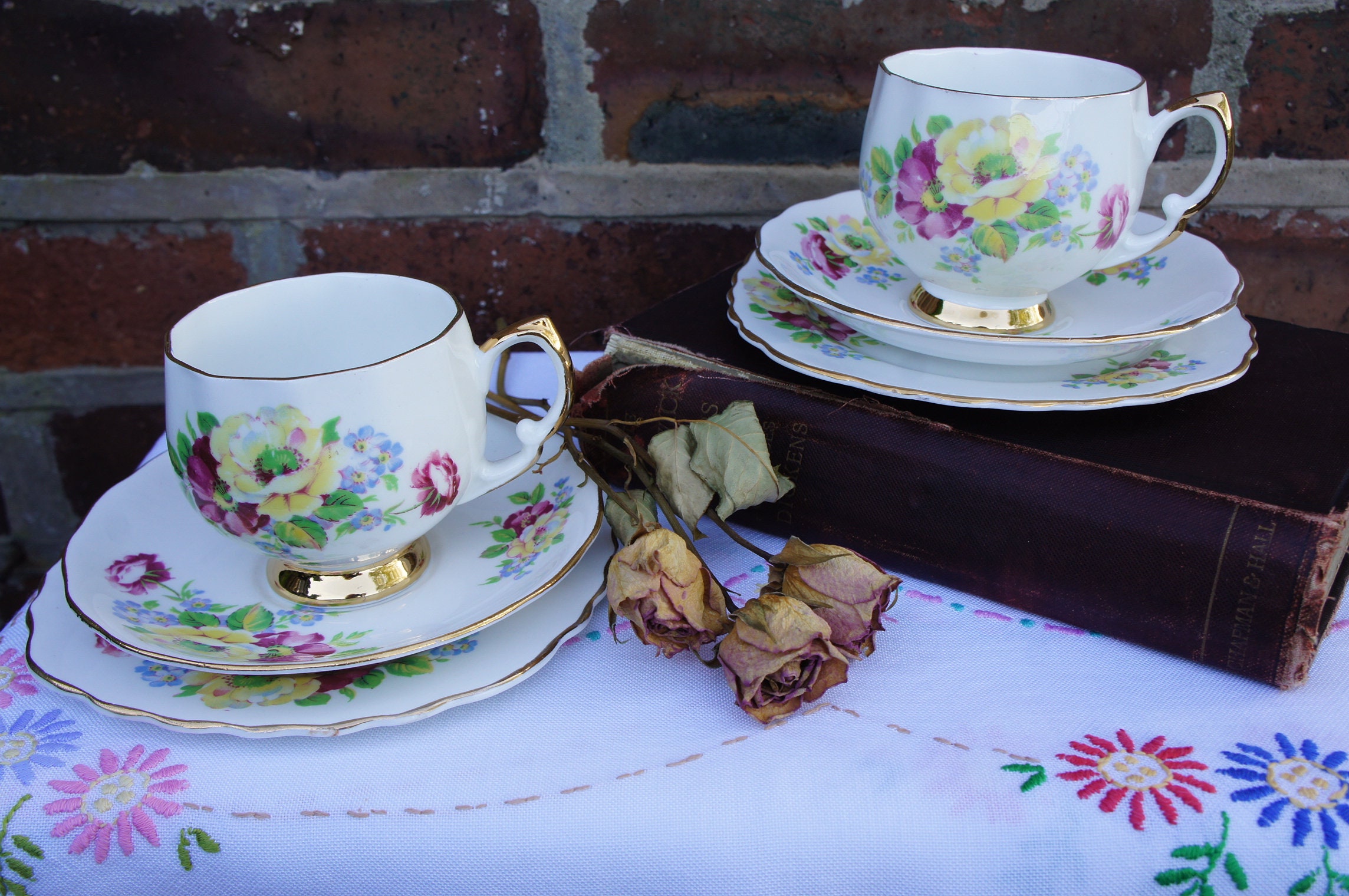 Crown Regent Floral Tea Set Trio of English Bone China Tea - Etsy UK