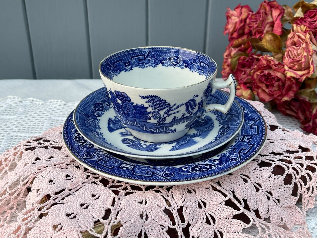 Vintage Old Willow Fine Bone China Cup Saucer and Tea Plate - Etsy