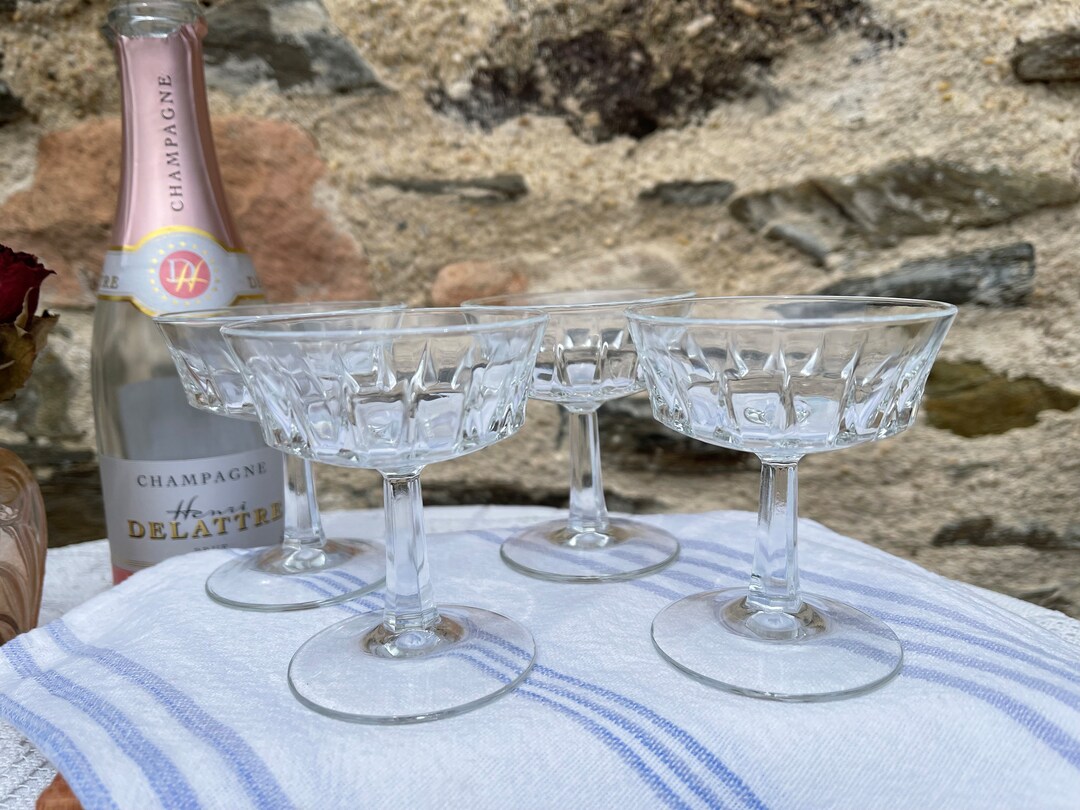 Set of 4 X Small Size French Vintage Cut Glass Champagne Coupes ...