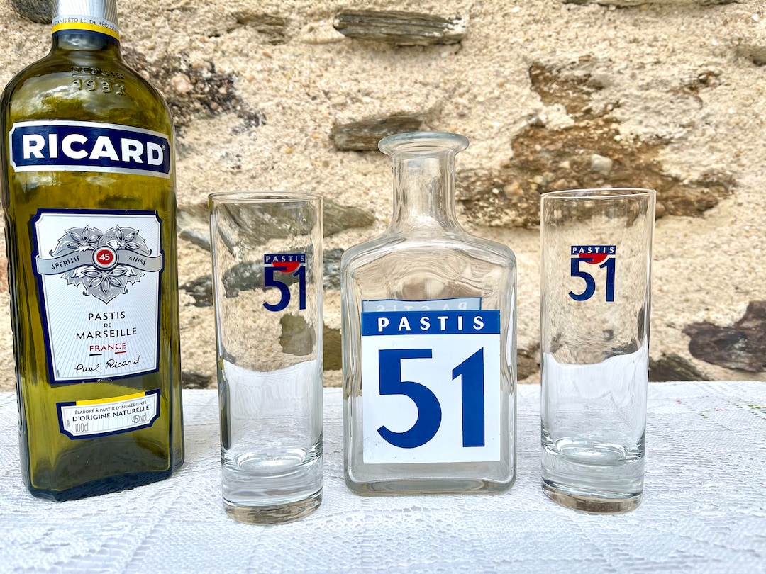 French Vintage Iconic PASTIS 51 Water Carafe and 2 X Glass Set.french ...