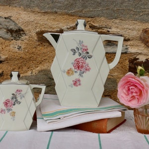 French Vintage Art Deco Coffee Pot and Milk Jug French Vintage Chic ...
