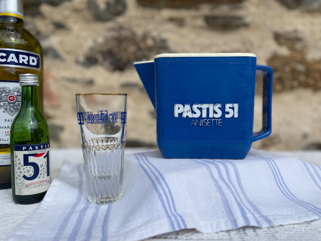 Original Iconic PASTIS 51 Blue Water Jug and Glass. French - Etsy