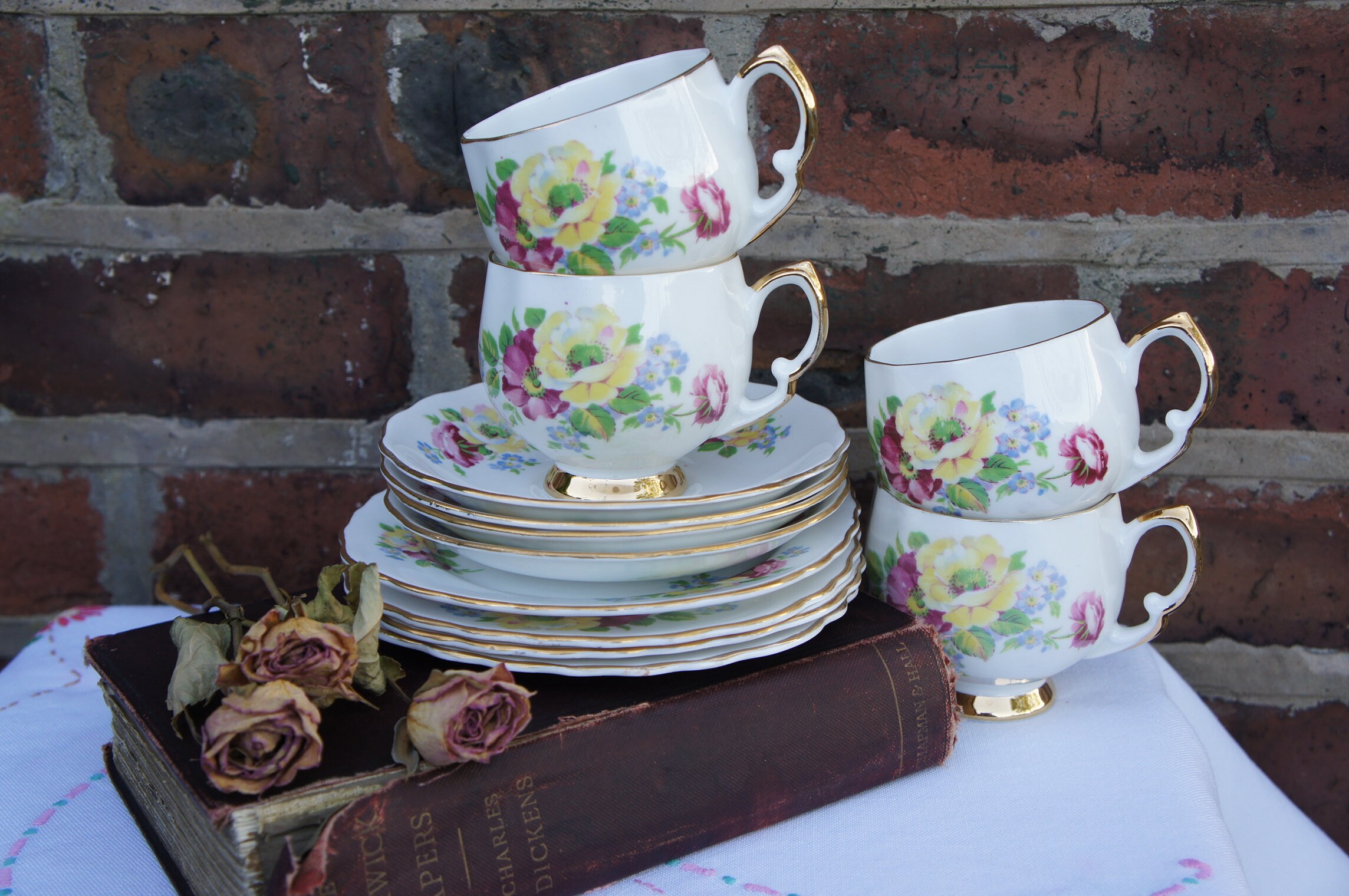 Crown Regent Floral Tea Set Trio of English Bone China Tea - Etsy UK