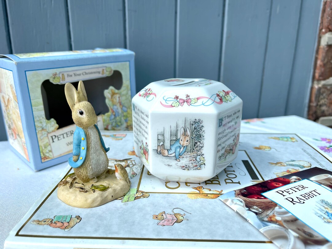 Vintage Wedgwood Peter Rabbit Money Box Beatrix Potter Christening Gift ...