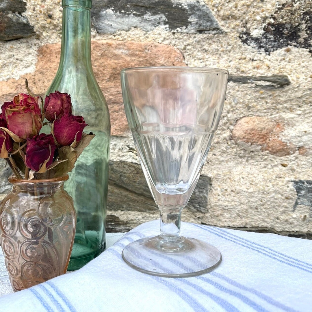 French Vintage Handmade Heavy Wine Glasses - Etsy
