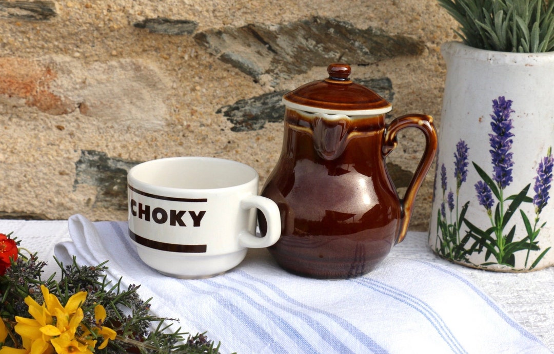 French Vintage Choky Cup & Brown Jug, Hot Chocolate Decor - Etsy