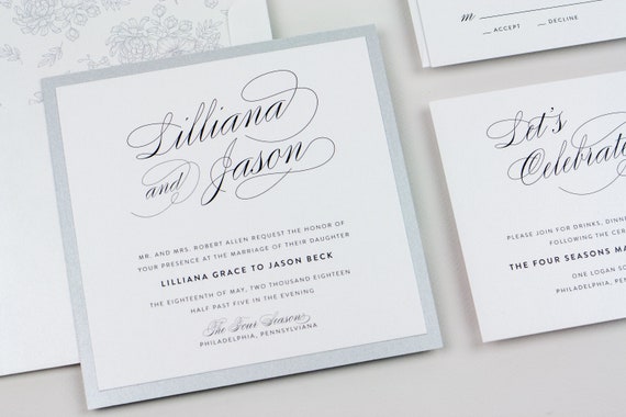 Classic Modern Square Wedding Invitation SAMPLE | Etsy