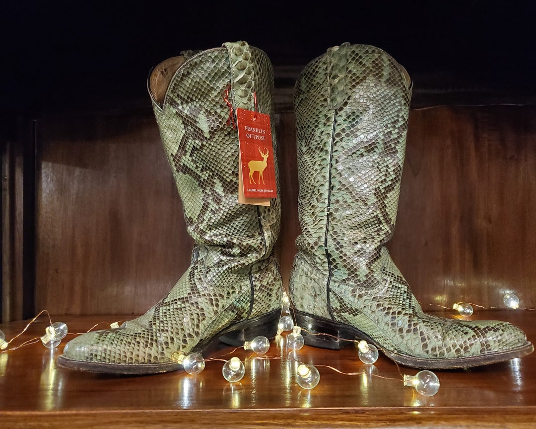 Vintage Snake Skin Cowgirl Boots 6.5 - Etsy