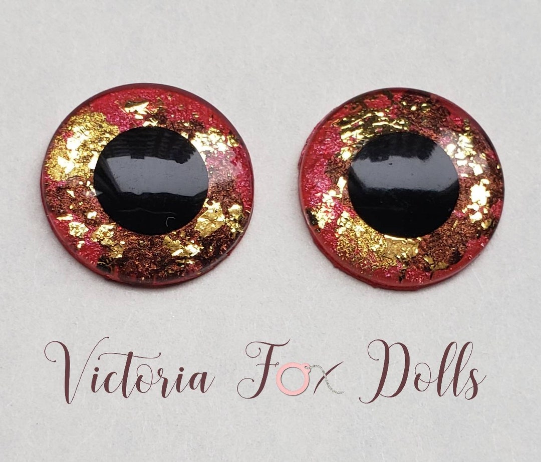 BJD Eyes, Blythe Eye Chips, Pullip Doll Eye Chips, Red Brown Gold ...