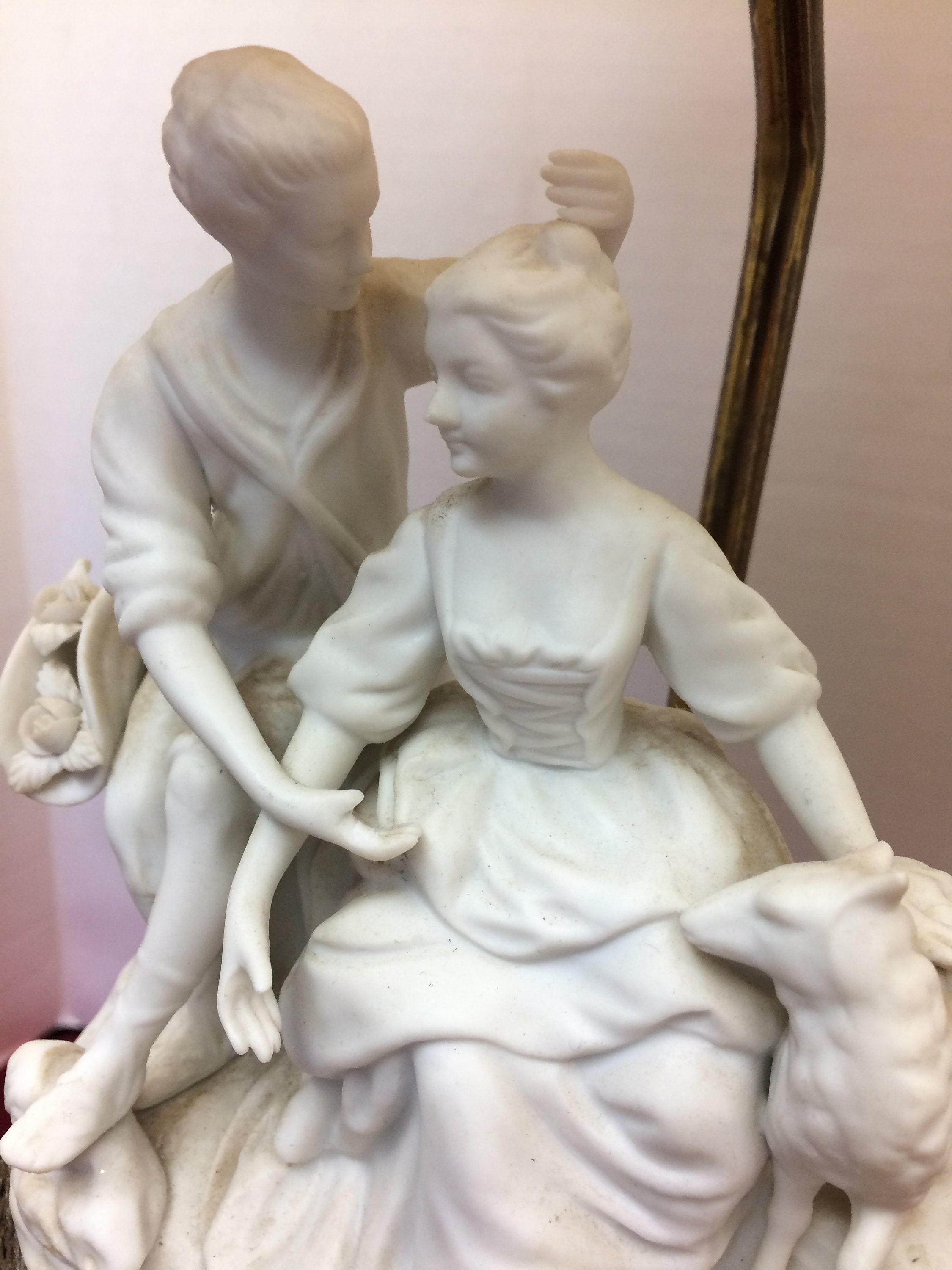 Bisque Figurine Lamp 1930's/40's European Couple/shepherd and ...