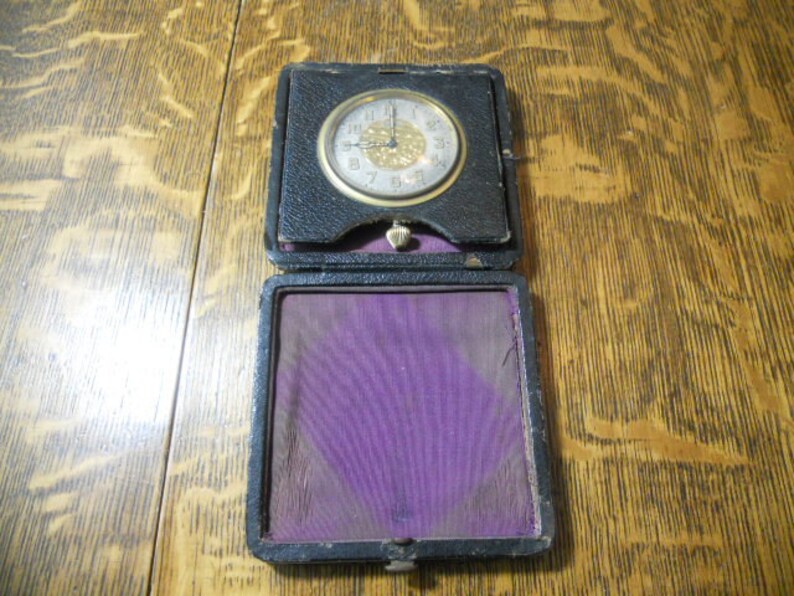 Old Leather-bound Travel Clock - Etsy