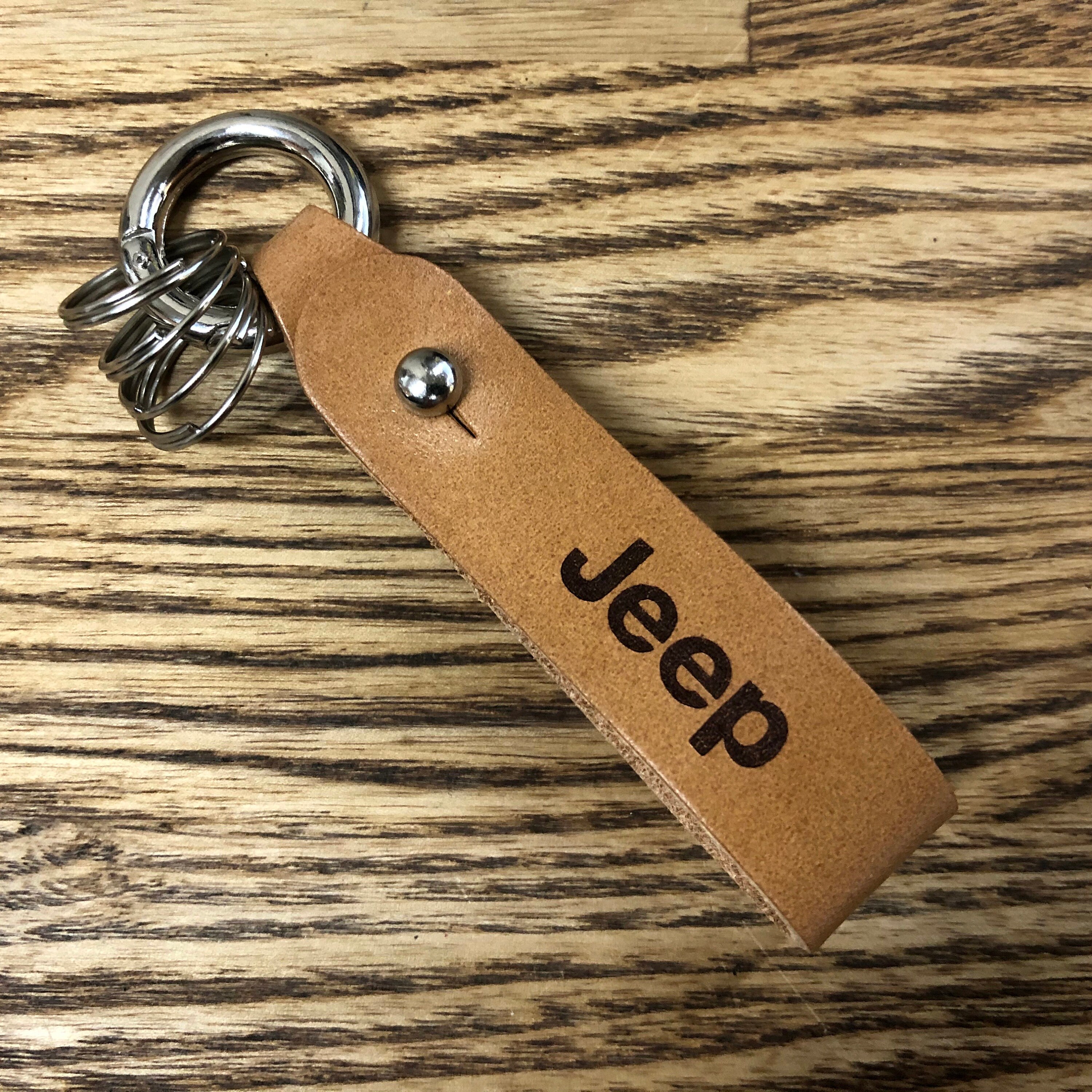 Jeep Personalized Leather Keychain. engraved front side and | Etsy