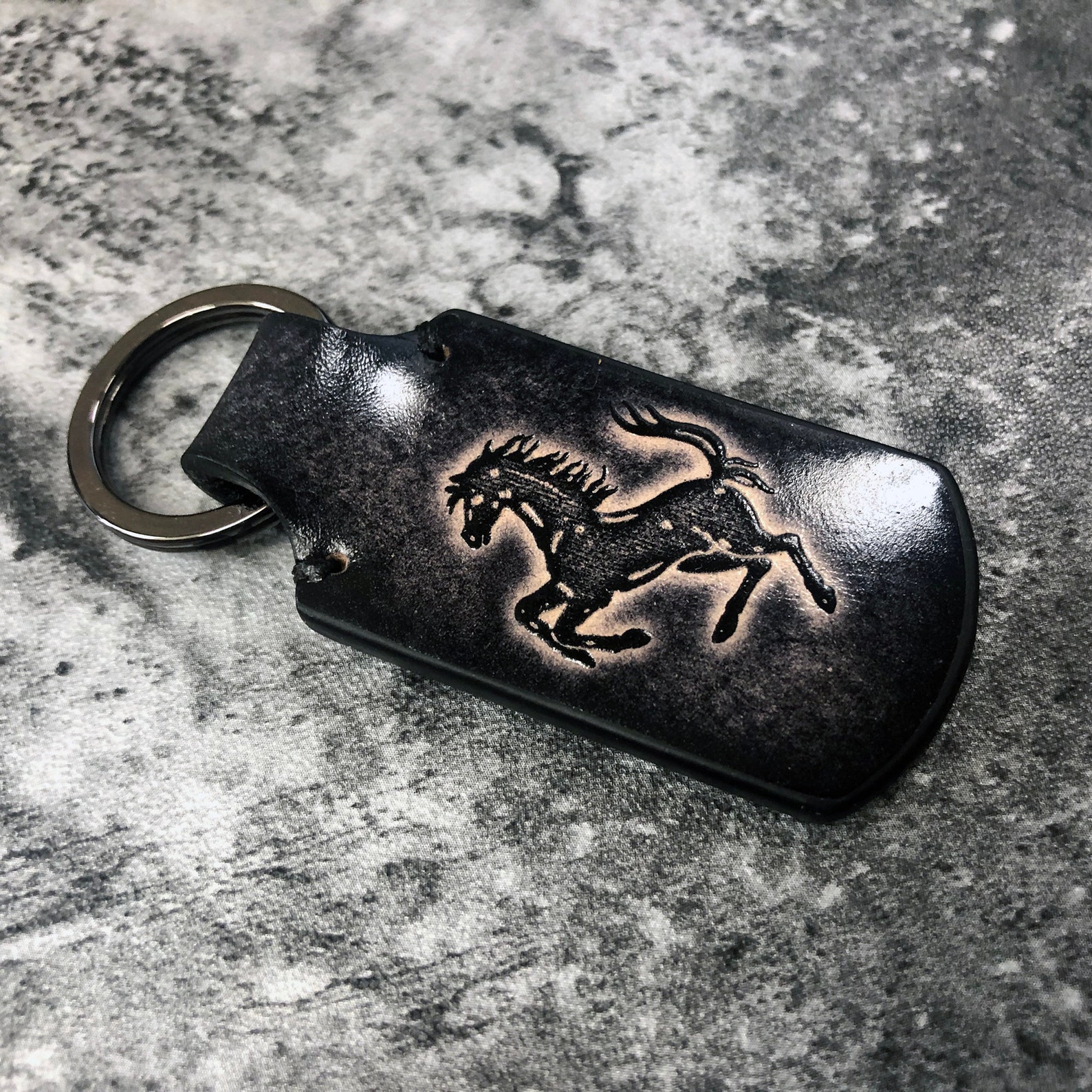 Ferrari keychain in Vintage Black Ferrari leather keychain | Etsy