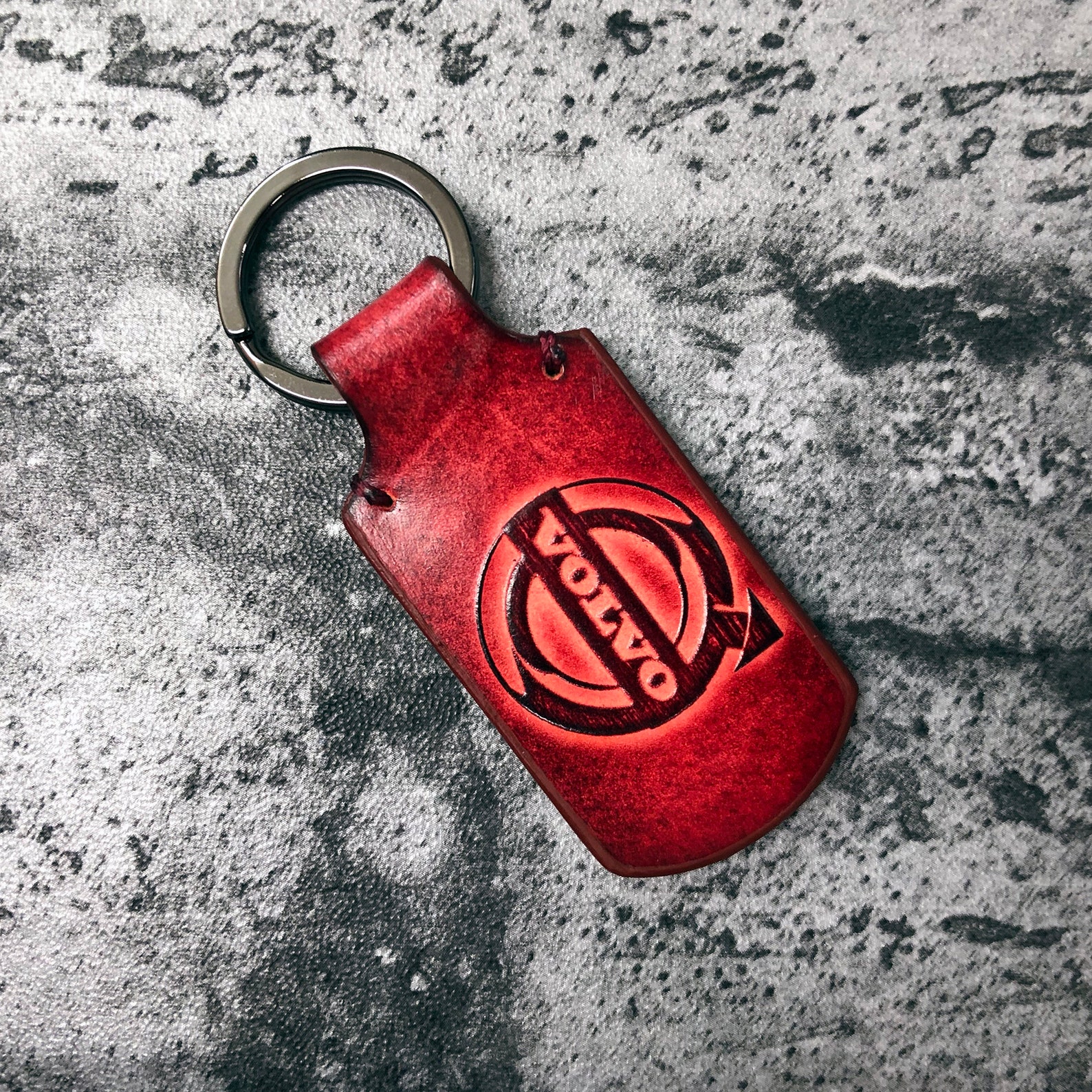 Embossed Volvo logo Volvo leather keychain Red can be | Etsy