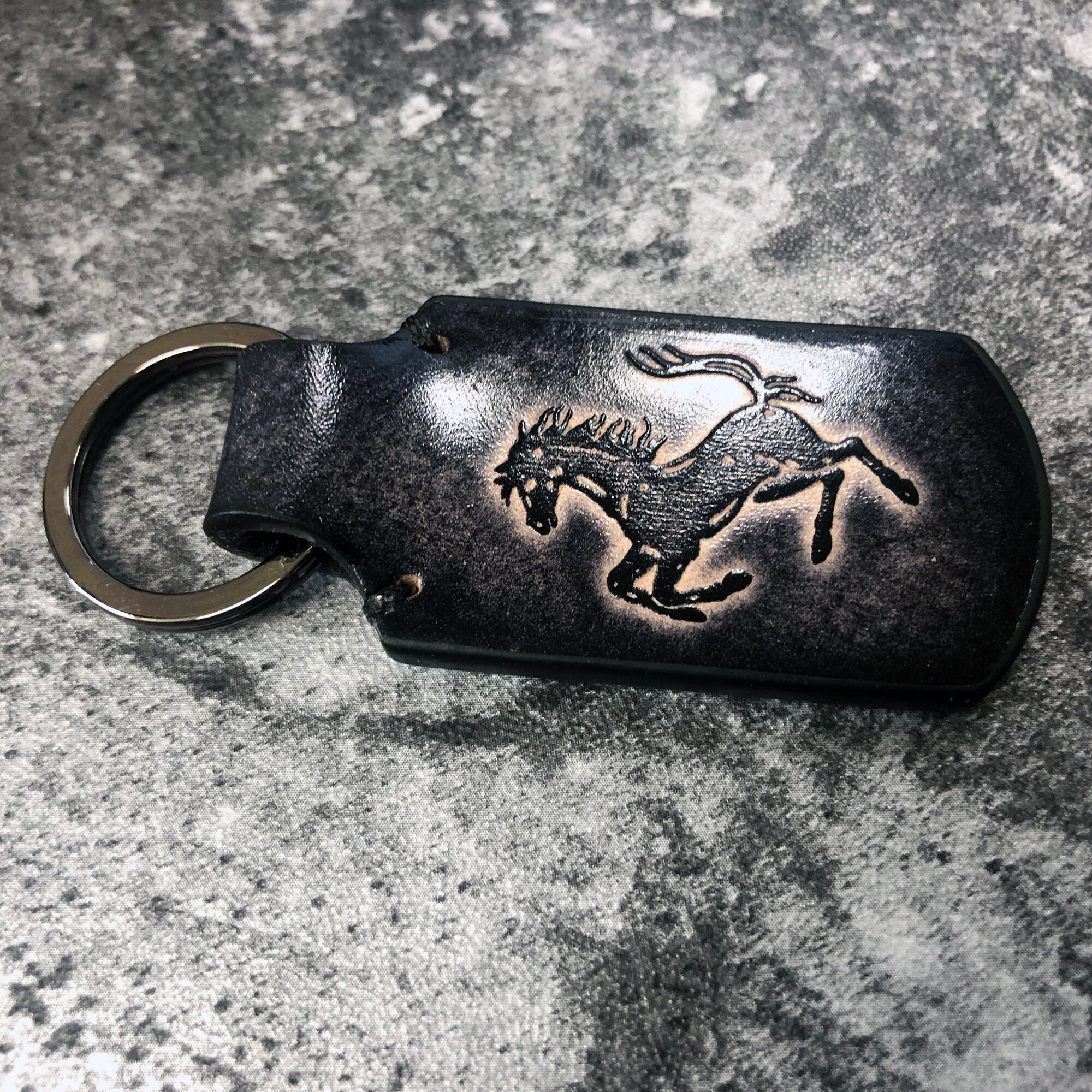 Ferrari keychain in Vintage Black Ferrari leather keychain | Etsy