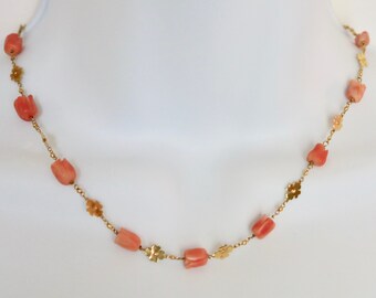 Pink coral necklace | Etsy