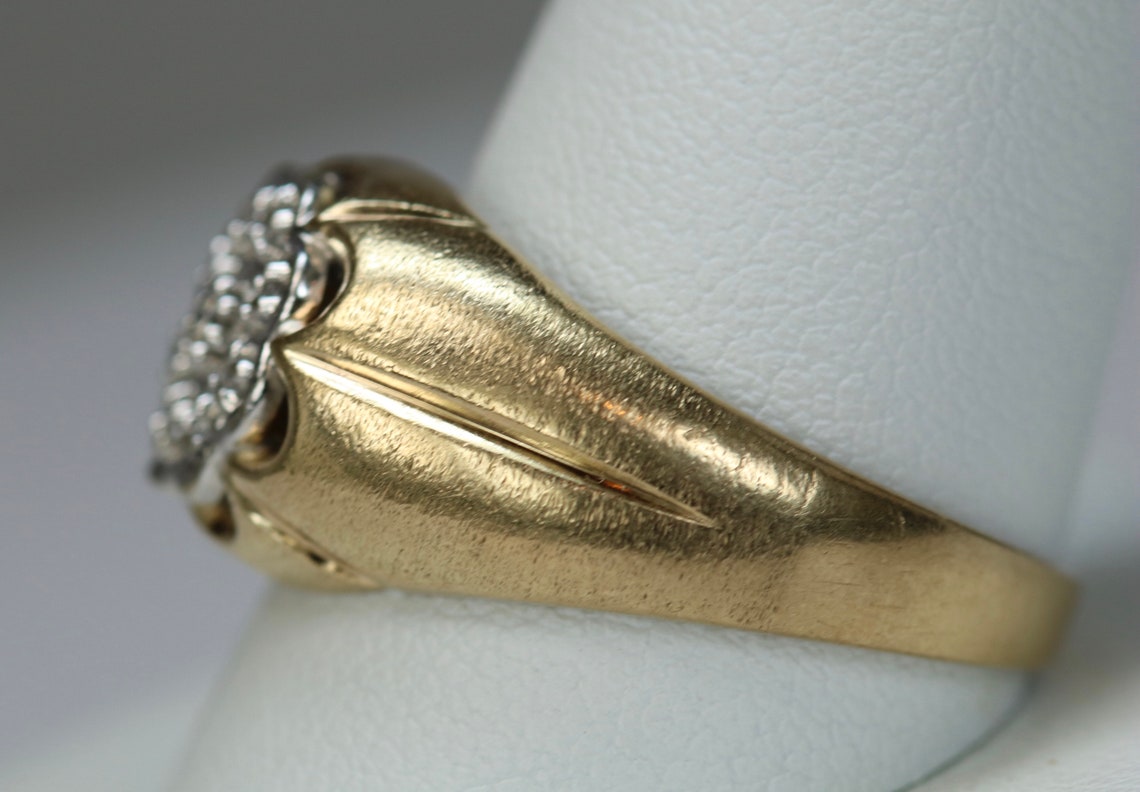 Vintage Mens Mans 10K Yellow Gold Ring White Gold Top 9 - Etsy