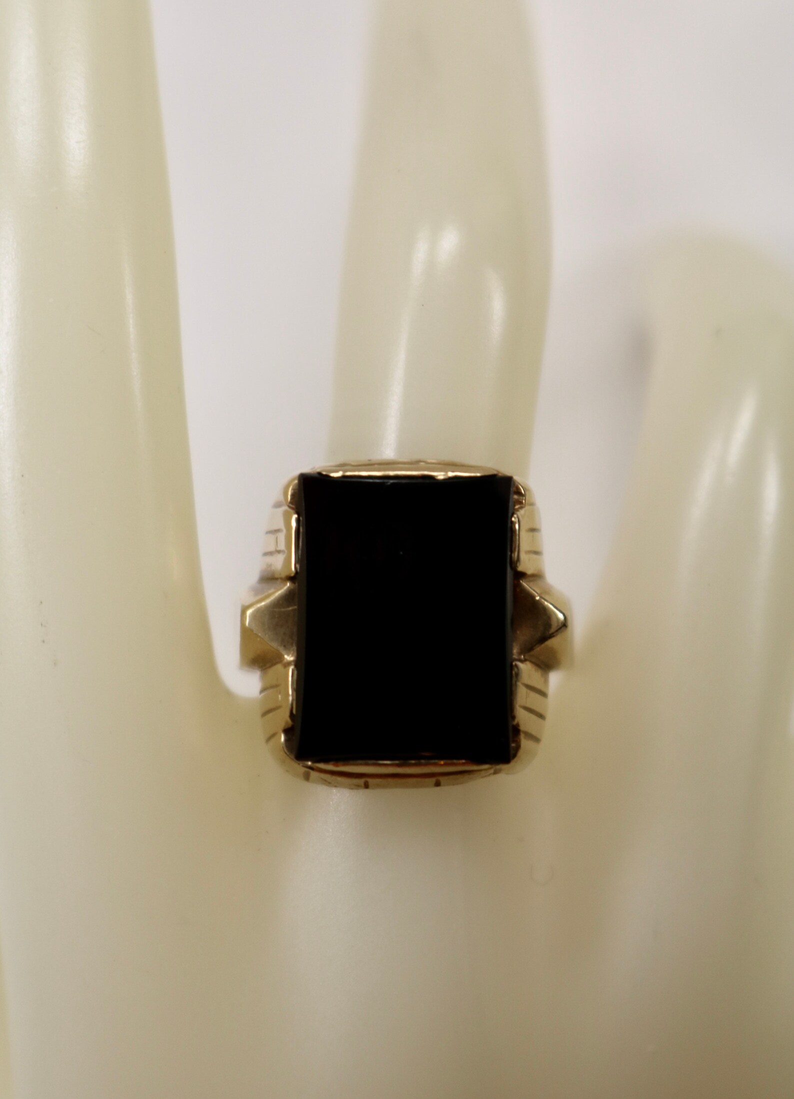 Vintage Mens Ring 10K Yellow Gold Black Onyx Signet DASON Hallmark Mid ...