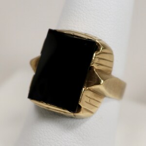 Vintage Mens Ring 10K Yellow Gold Black Onyx Signet DASON Hallmark Mid ...