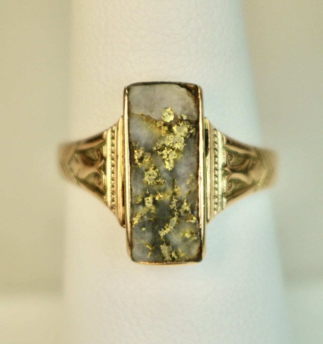 Antique Victorian 14K Rose Gold Ladies Ring With Gold in Quartz Early ...
