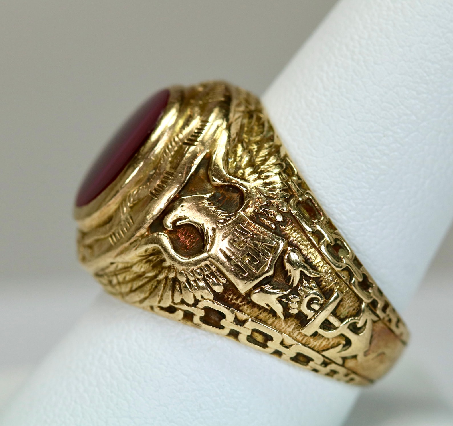 Vintage Mens Mans USN Ring 10K Yellow Gold Ruby United States - Etsy