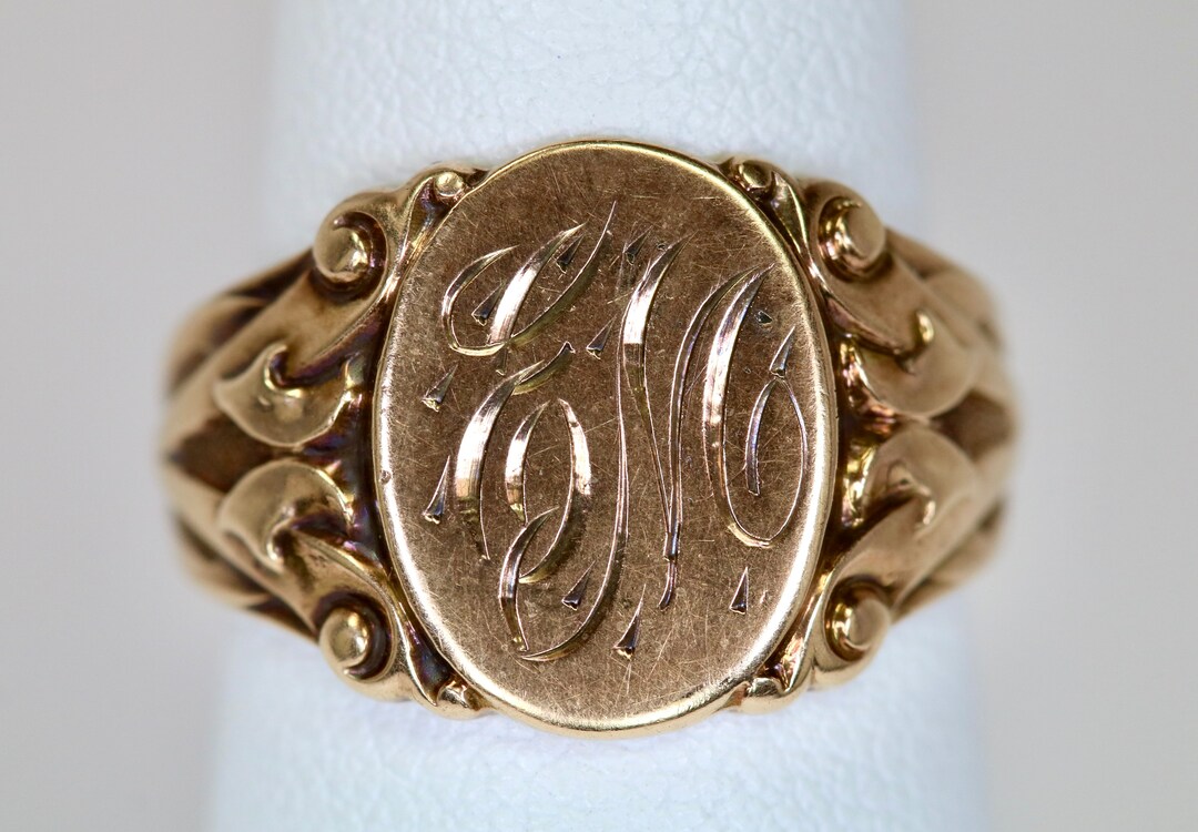 Antique 10K Rose Gold Ladies Signet Ring American Hallmark JR Wood ...