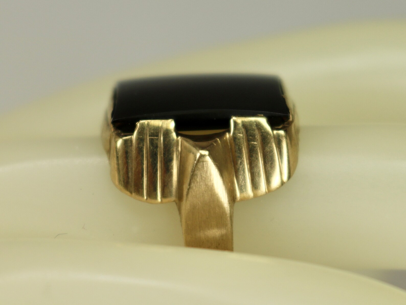 Vintage Mens Ring 10K Yellow Gold Black Onyx Signet DASON Hallmark Mid ...