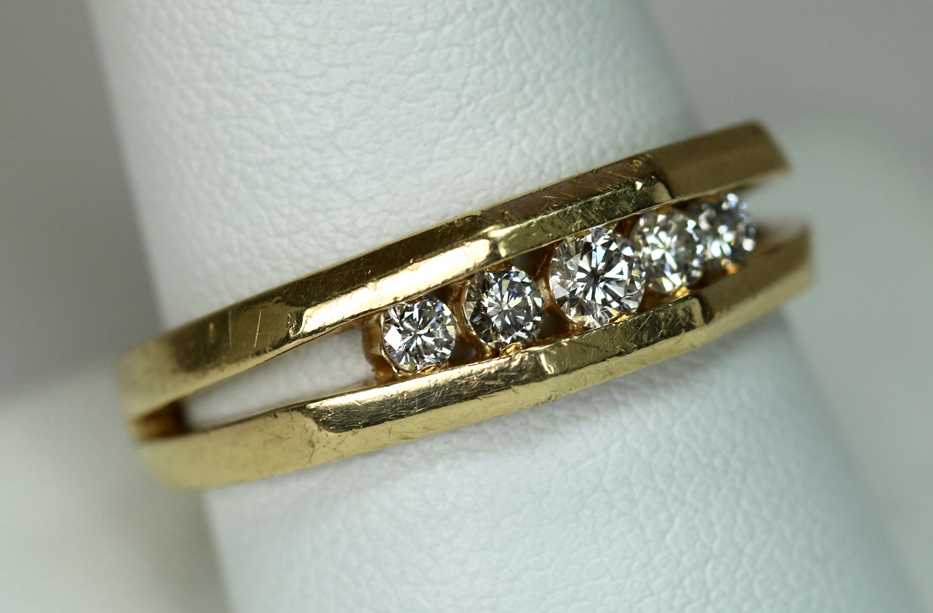 Vintage Mens Mans Ring 14K Yellow Gold 5 Diamond Statement | Etsy