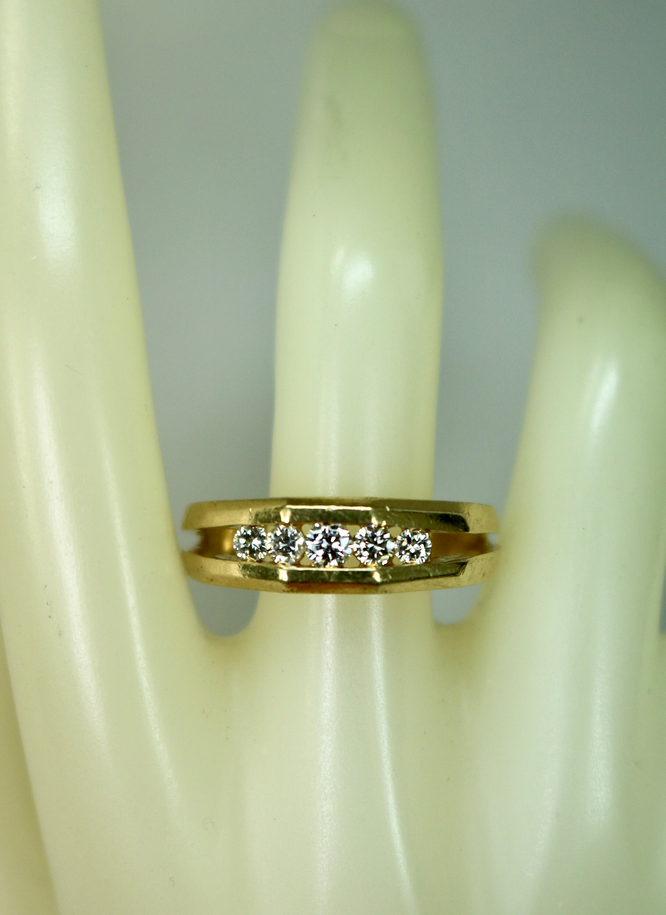 Vintage Mens Mans Ring 14K Yellow Gold 5 Diamond Statement | Etsy