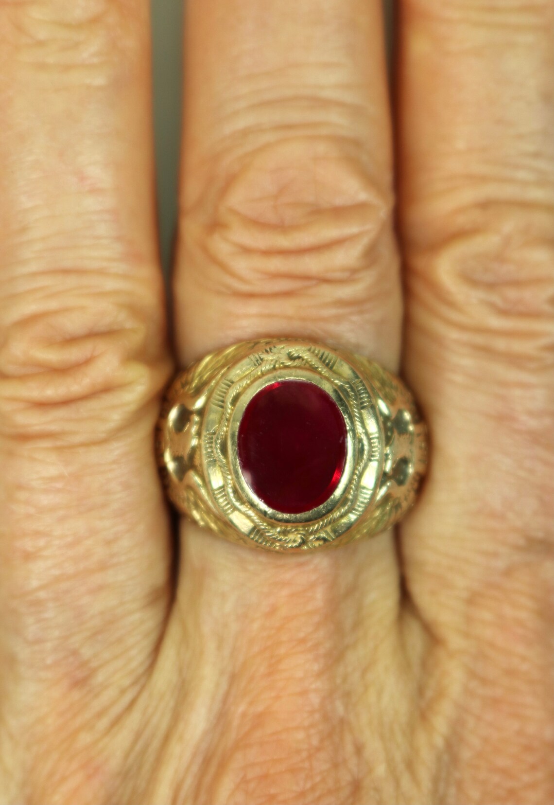 Vintage Mens Mans USN Ring 10K Yellow Gold Ruby United States - Etsy