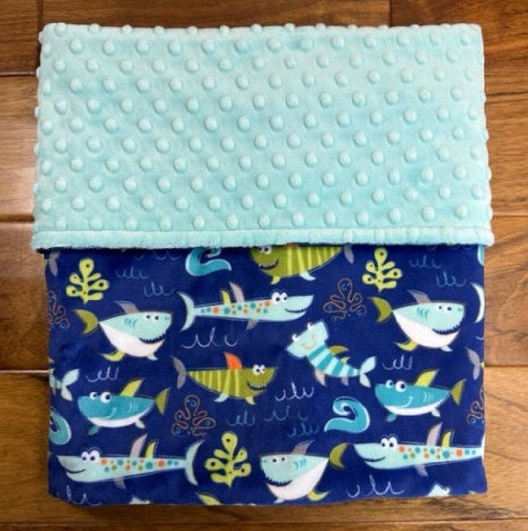 Ocean Themed Minky Blanket, Shark Baby Blanket, Personalized Sharkies ...