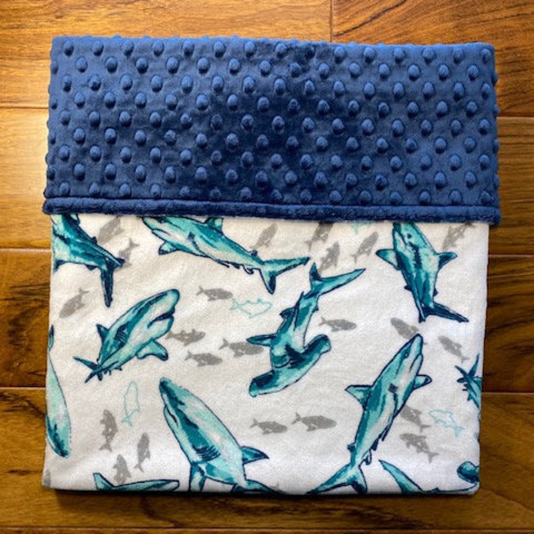 Personalized Ocean Baby Blanket, Blue Minky Blanket With Sharks, Sharks ...