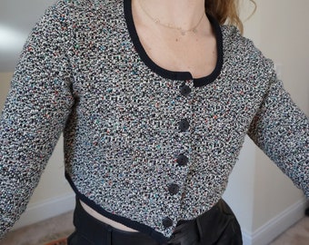 Vintage 1950s Silk-lined Black Beaded Cropped Cardigan Small - Etsy