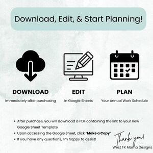 School Year Work Calendar Editable Google Sheets Instant Download - Etsy