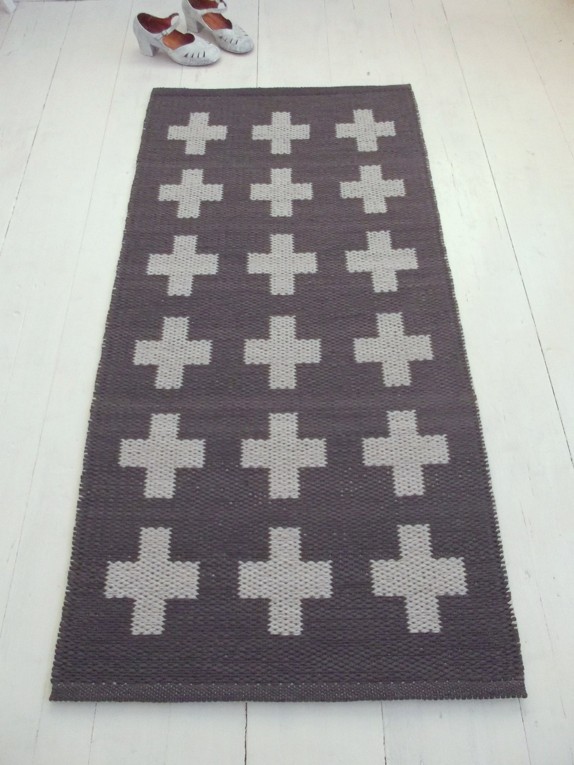 Gray Swiss Cross Rug Plus Sign Rug Accent Rug Natural | Etsy