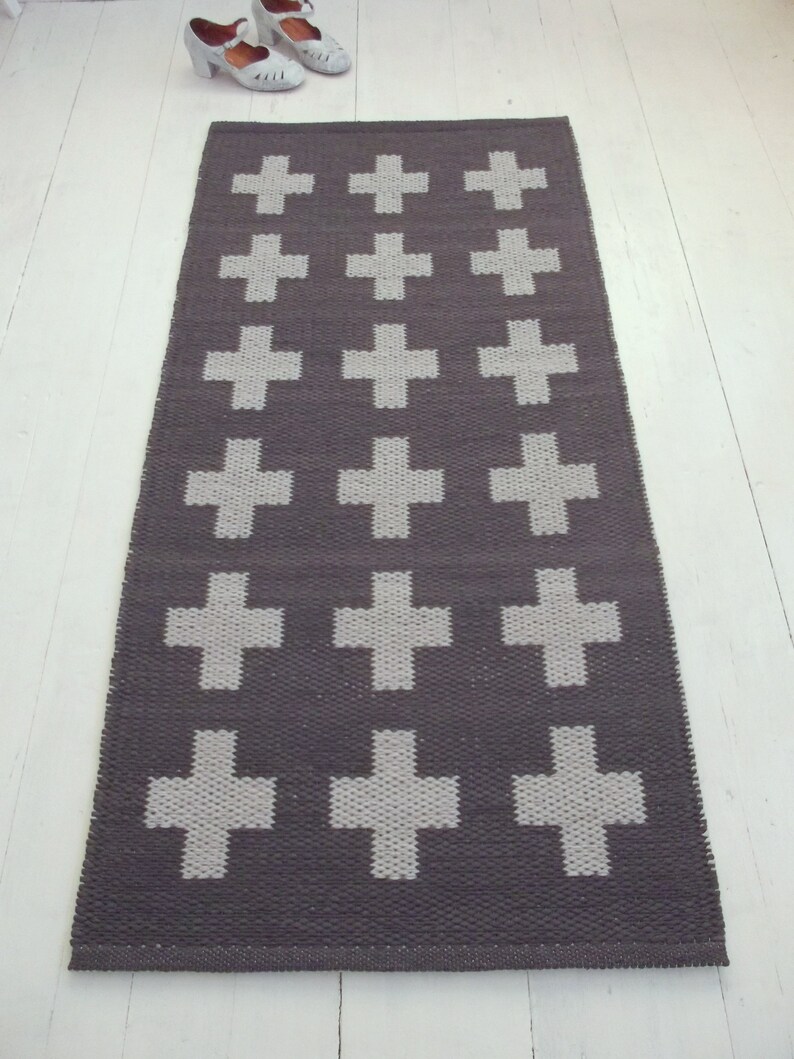 Gray Swiss Cross Rug Plus Sign Rug Accent Rug Natural | Etsy