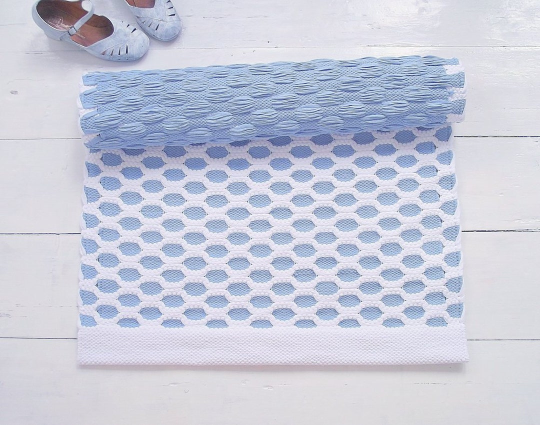 White Blue Cotton Rug Baby Boy Nursery Rug Kids Rug - Etsy