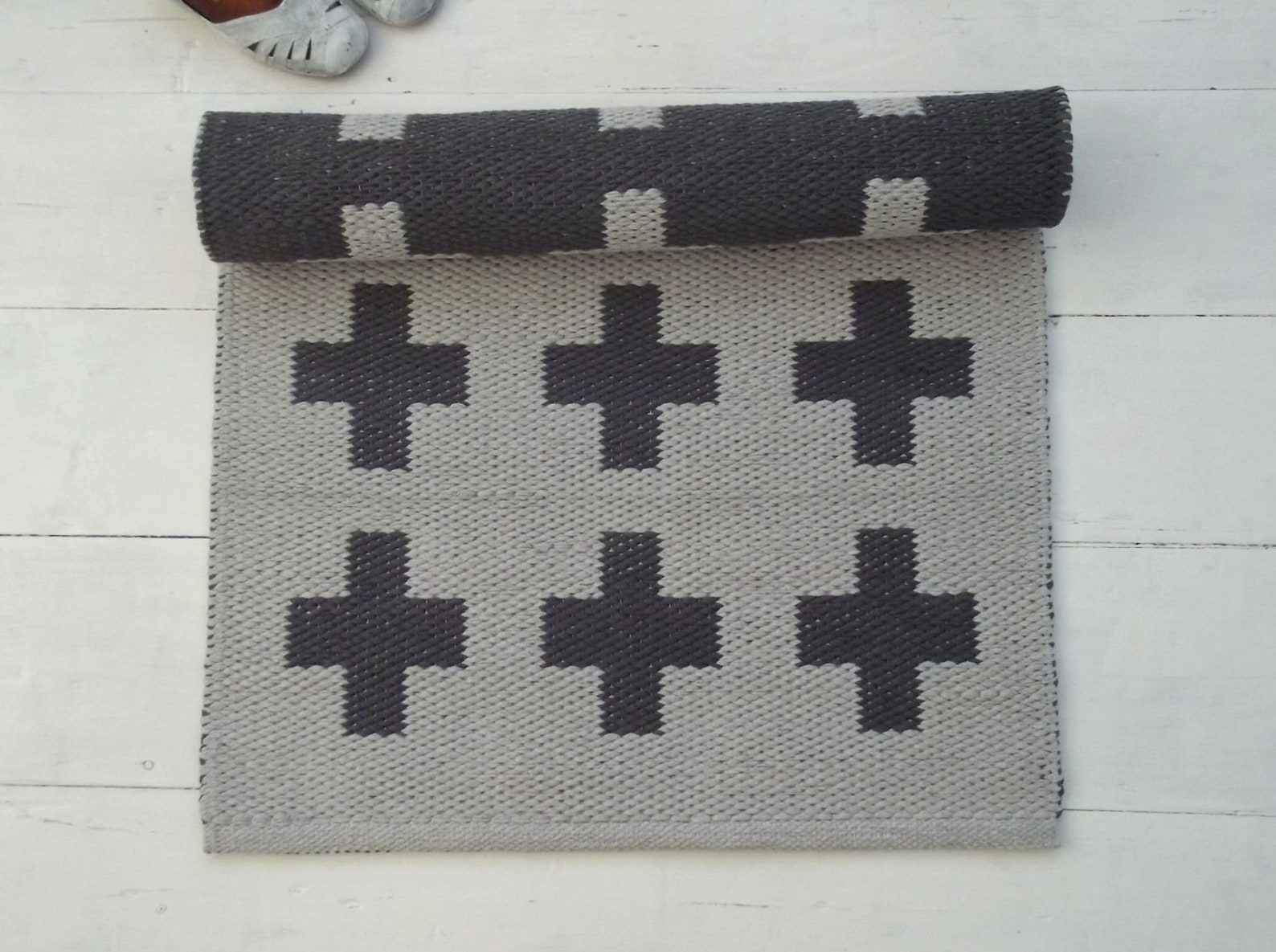Gray Swiss Cross Rug Plus Sign Rug Accent Rug Natural | Etsy