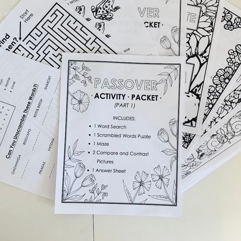 Passover Activity Packet, Passover for Kids, Passover Coloring Pages ...