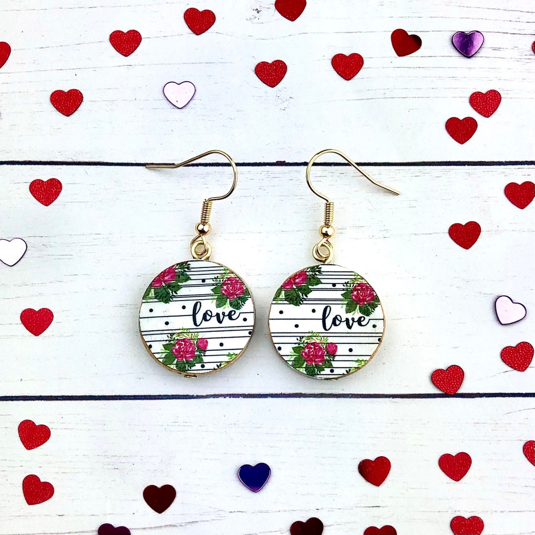 Love Earrings, Valentine's Day, Love Jewelry, Dainty Earrings, Drop ...